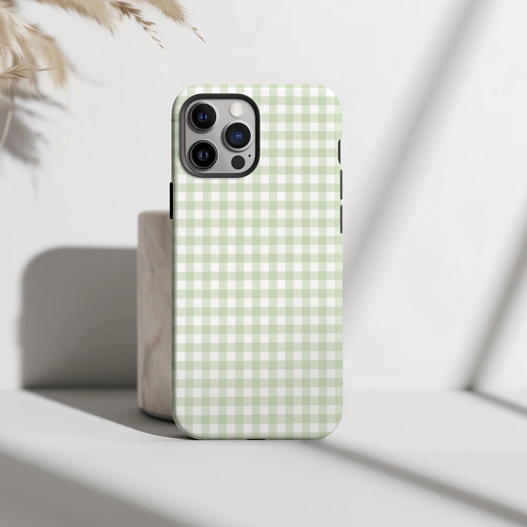 Green Gingham Checkered Plaid Phone Case Gingham Phone Case Gift for ...