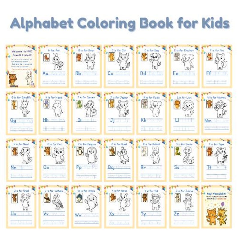 ABC Animal Coloring Book | A-Z Alphabet Animals | Preschool Activity ...