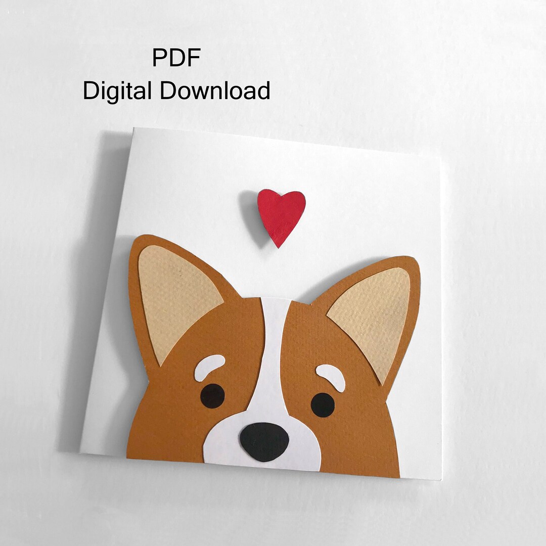Corgi Card PDF Tutorial : Digital Download, 3D Corgi Card Making ...