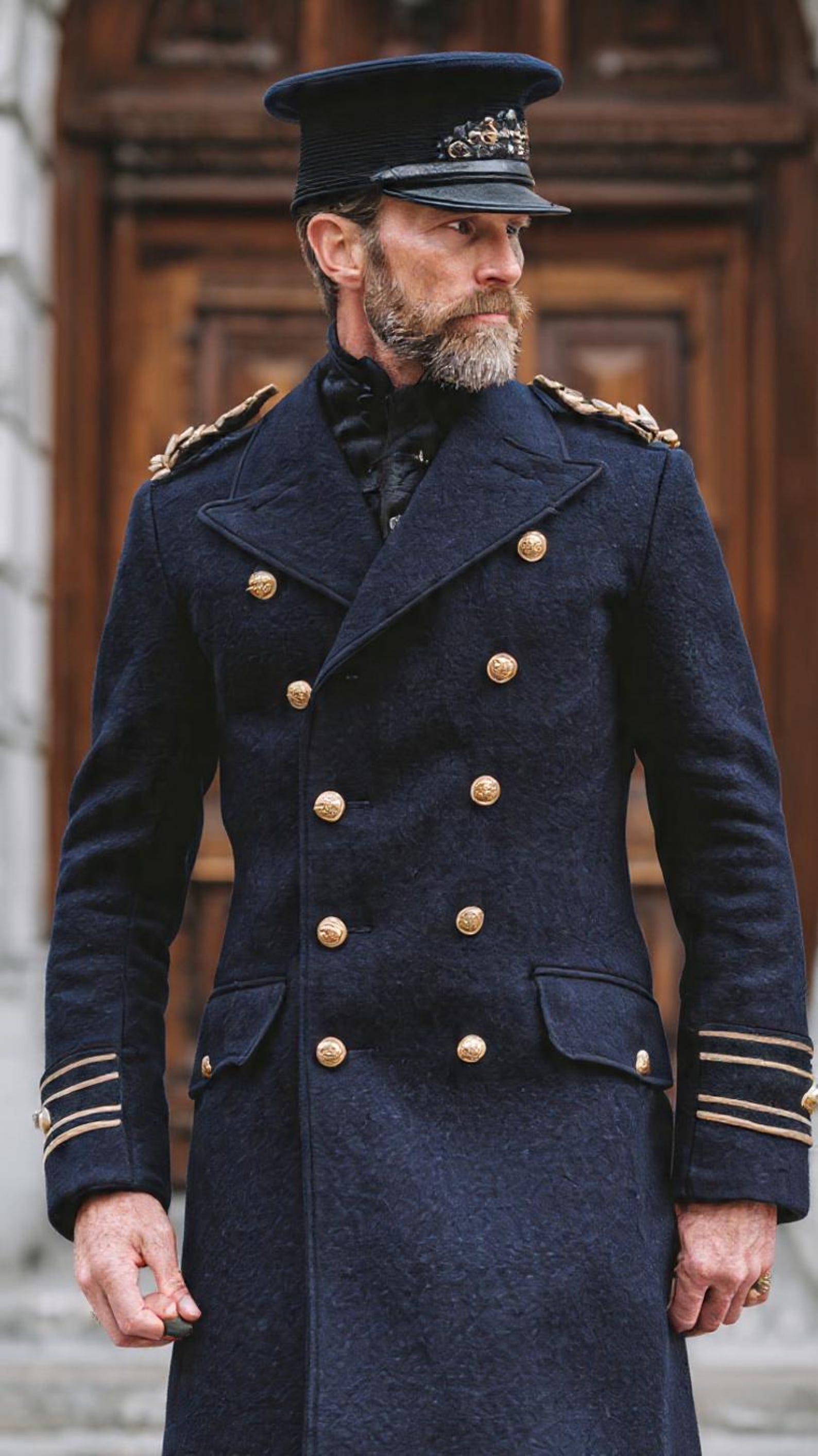 Handmade Wool Military Coat | Navy Blue Double Breasted Overcoat - Etsy