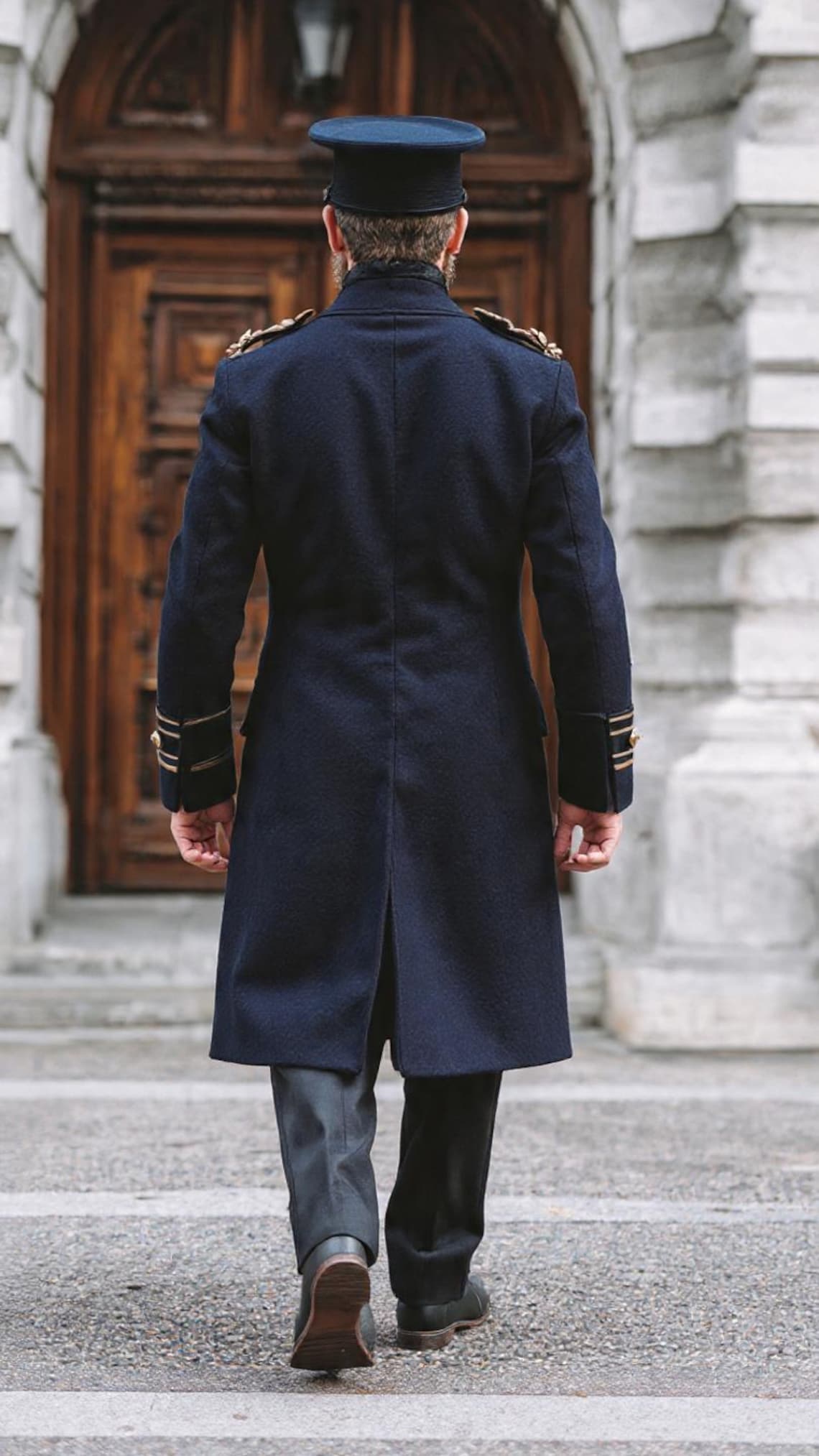 Handmade Wool Military Coat | Navy Blue Double Breasted Overcoat - Etsy