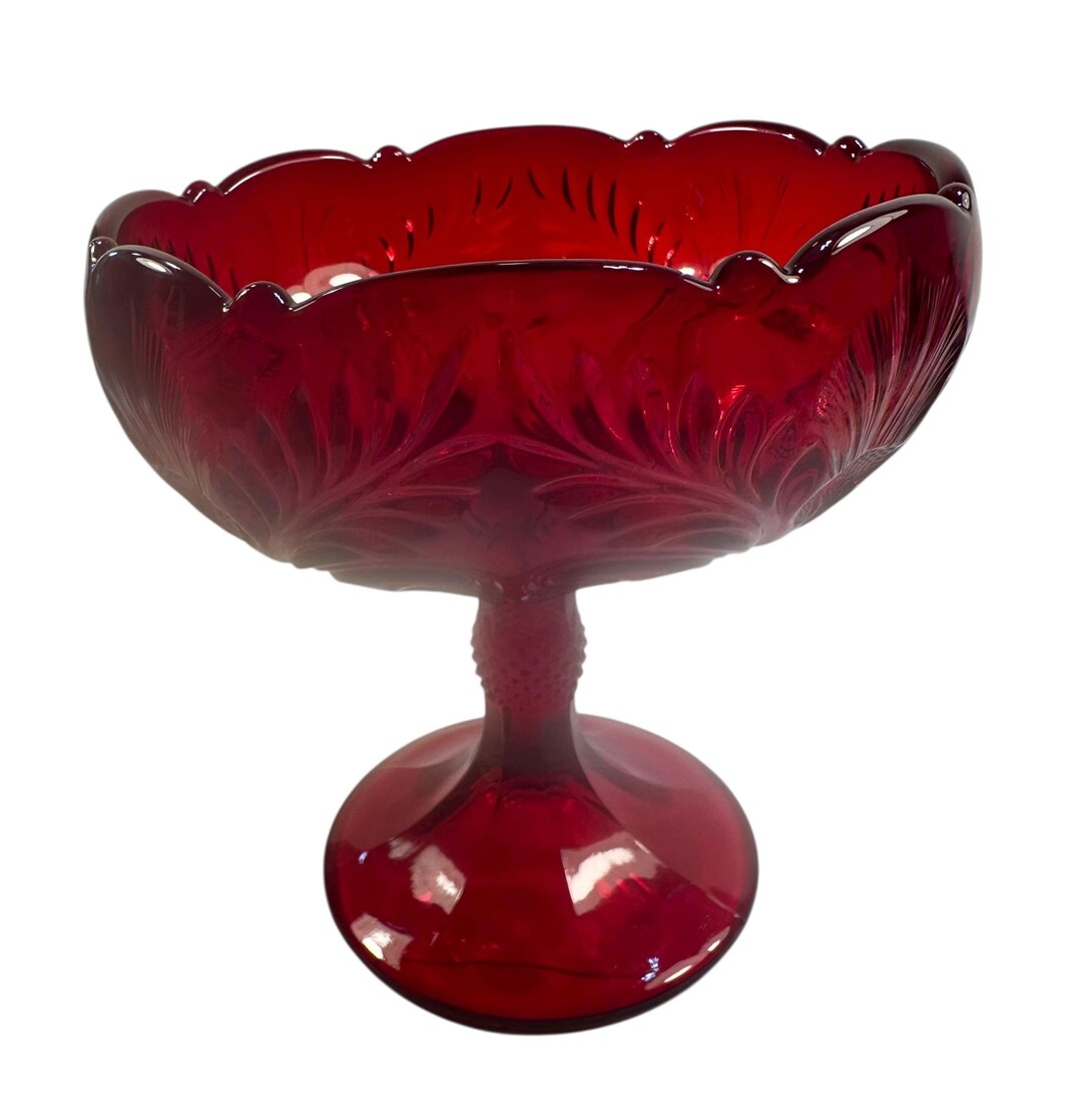 Mosser Ruby Red Glass Compote Pedestal Bowl New USA 6.5” Fruit Candy - Etsy