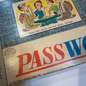 Vintage 1962 Milton Bradley Password Board Game Fun Family Game Night ...