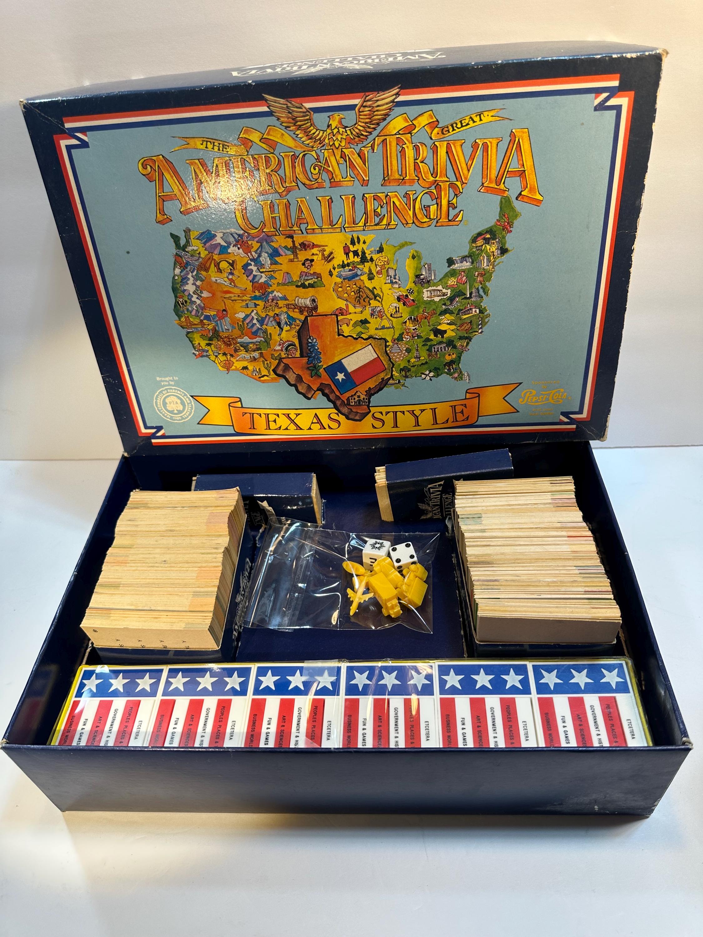 Vintage 1985 American Trivia Challenge Texas Style Edition Board Game ...