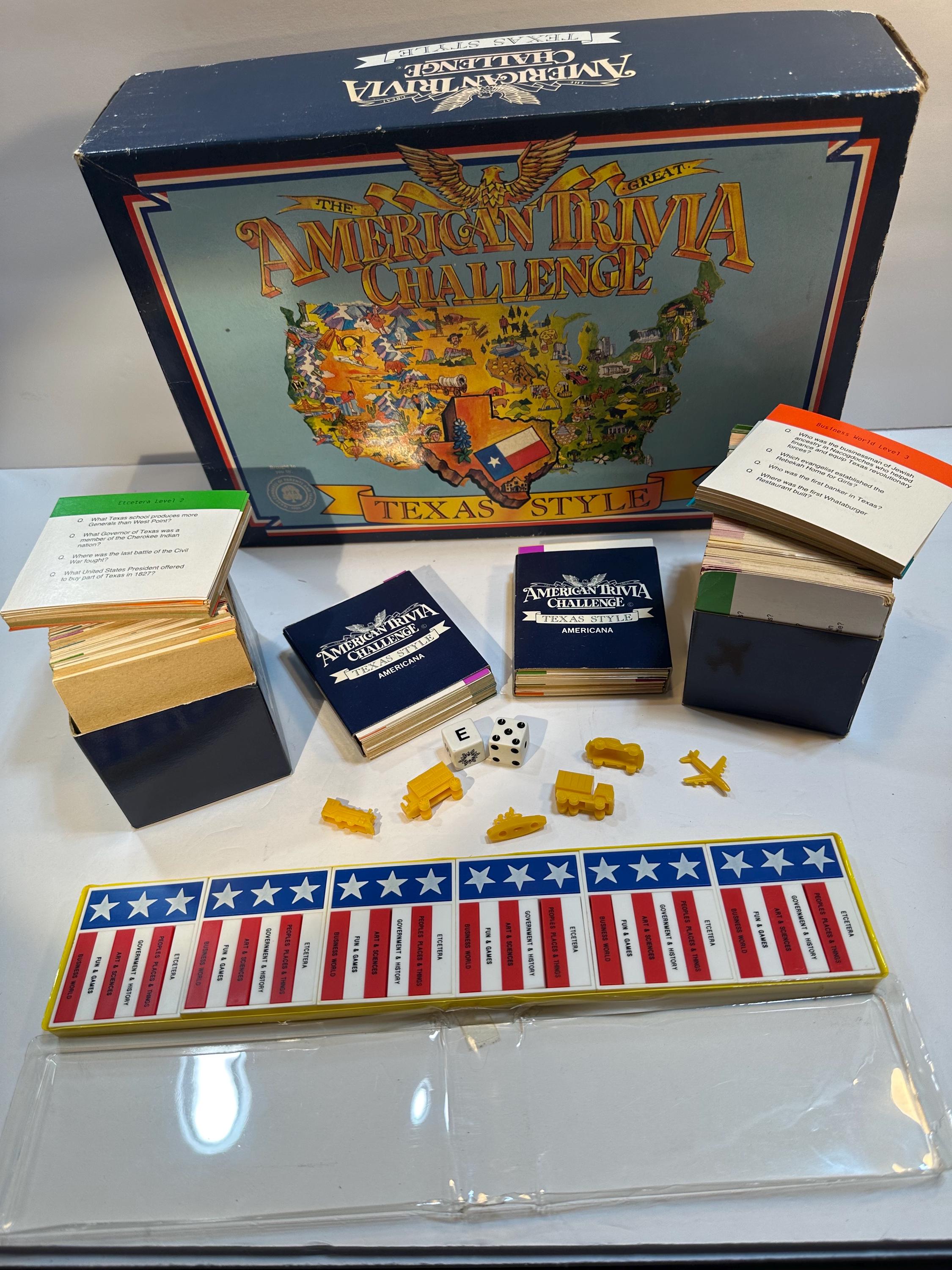 Vintage 1985 American Trivia Challenge Texas Style Edition Board Game ...