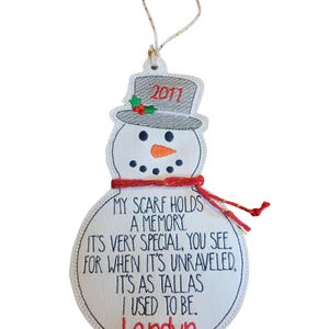 Snowman Scarf Measurement Ornament Keepsake Height Ornament Baby's ...