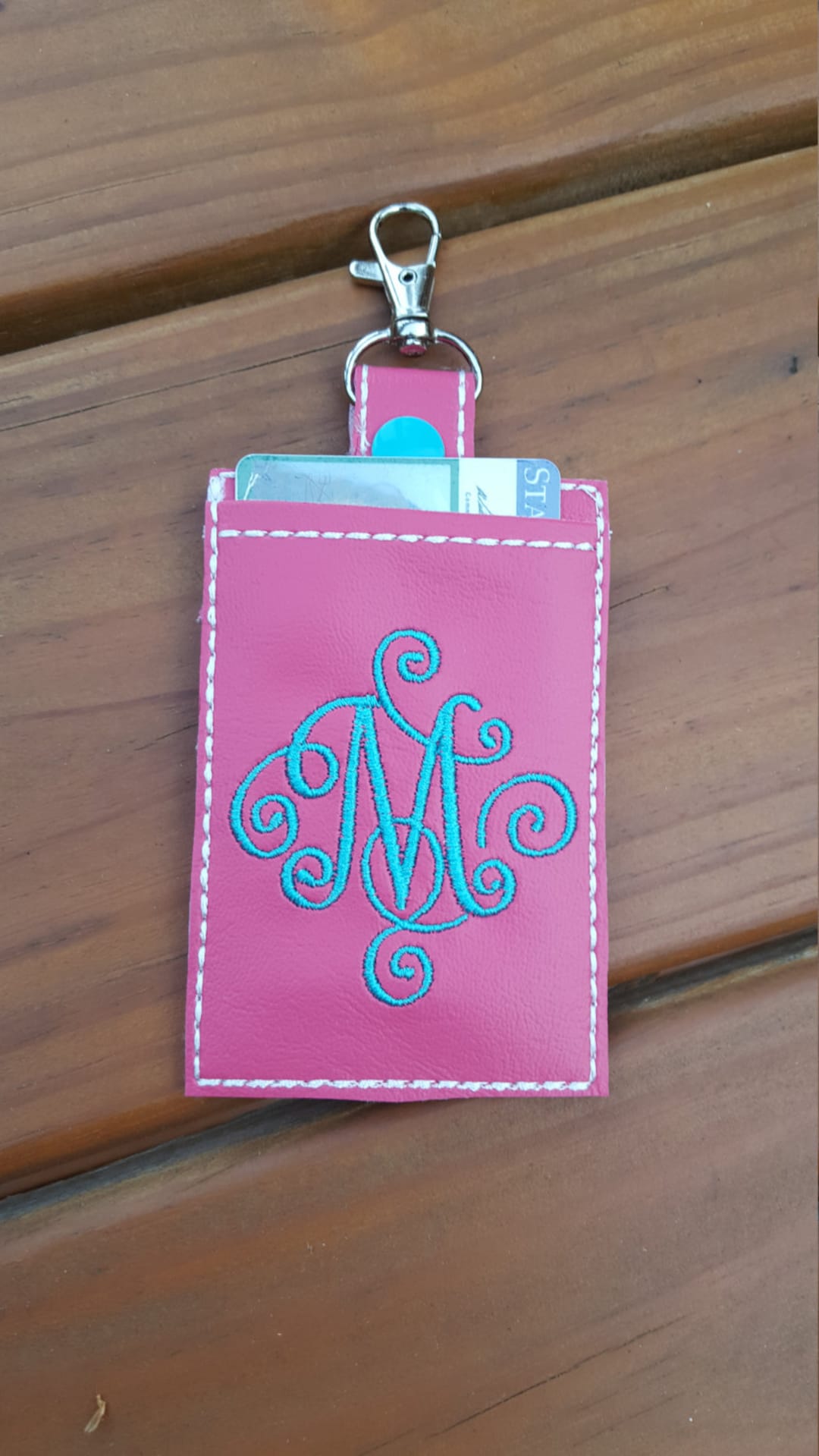Monogramed ID Credit Card Wallet Keychain Lanyard Card Holder Ready to ...