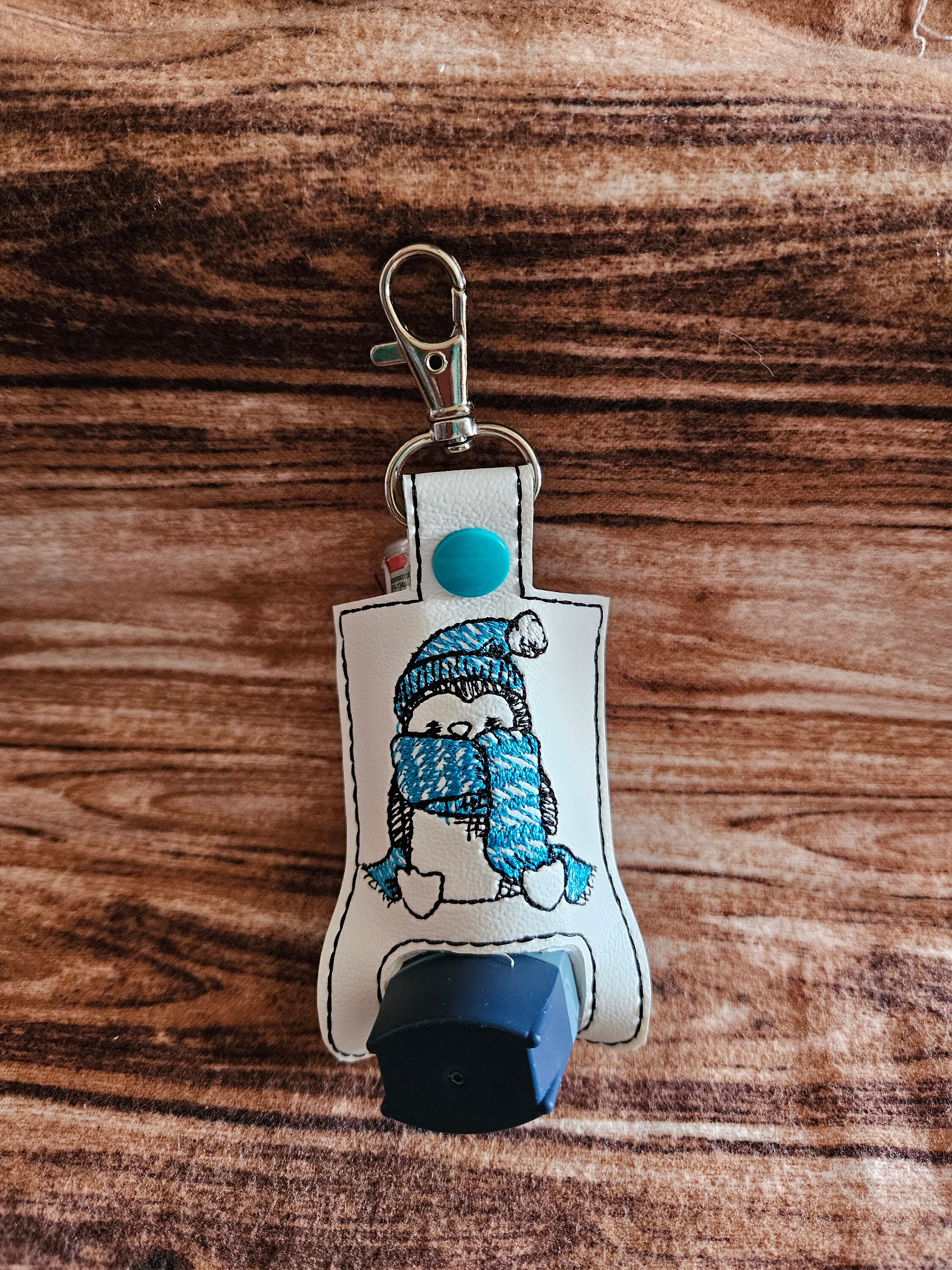Winter Penguin in Scarf Inhaler Holder Keychain, Cute Winter Penguin ...