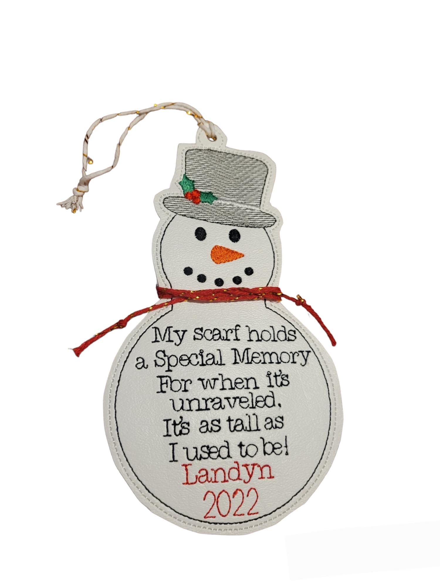 Snowman Scarf Measurement Ornament | Keepsake Height Ornament | Baby's ...
