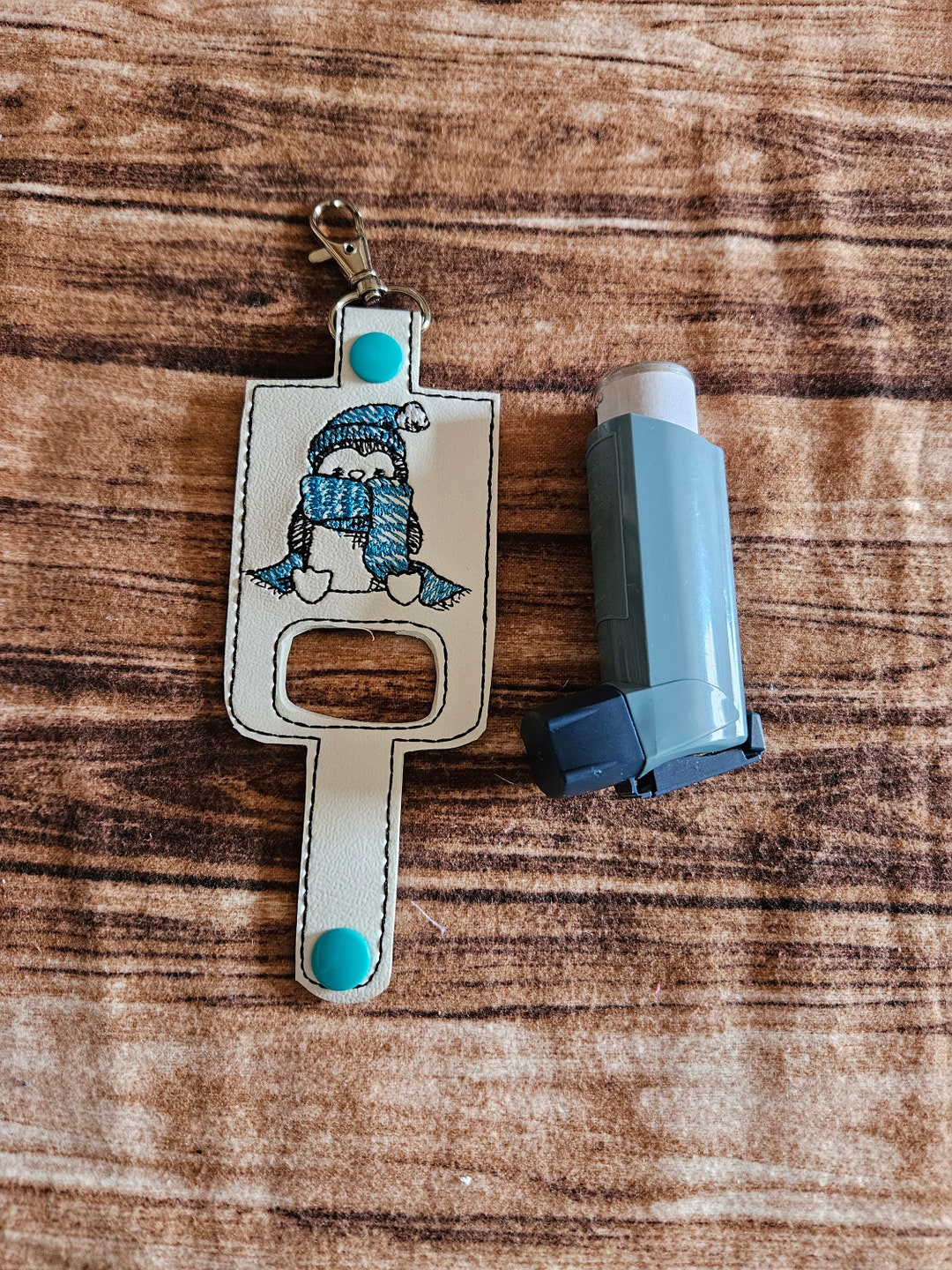 Winter Penguin in Scarf Inhaler Holder Keychain, Cute Winter Penguin ...