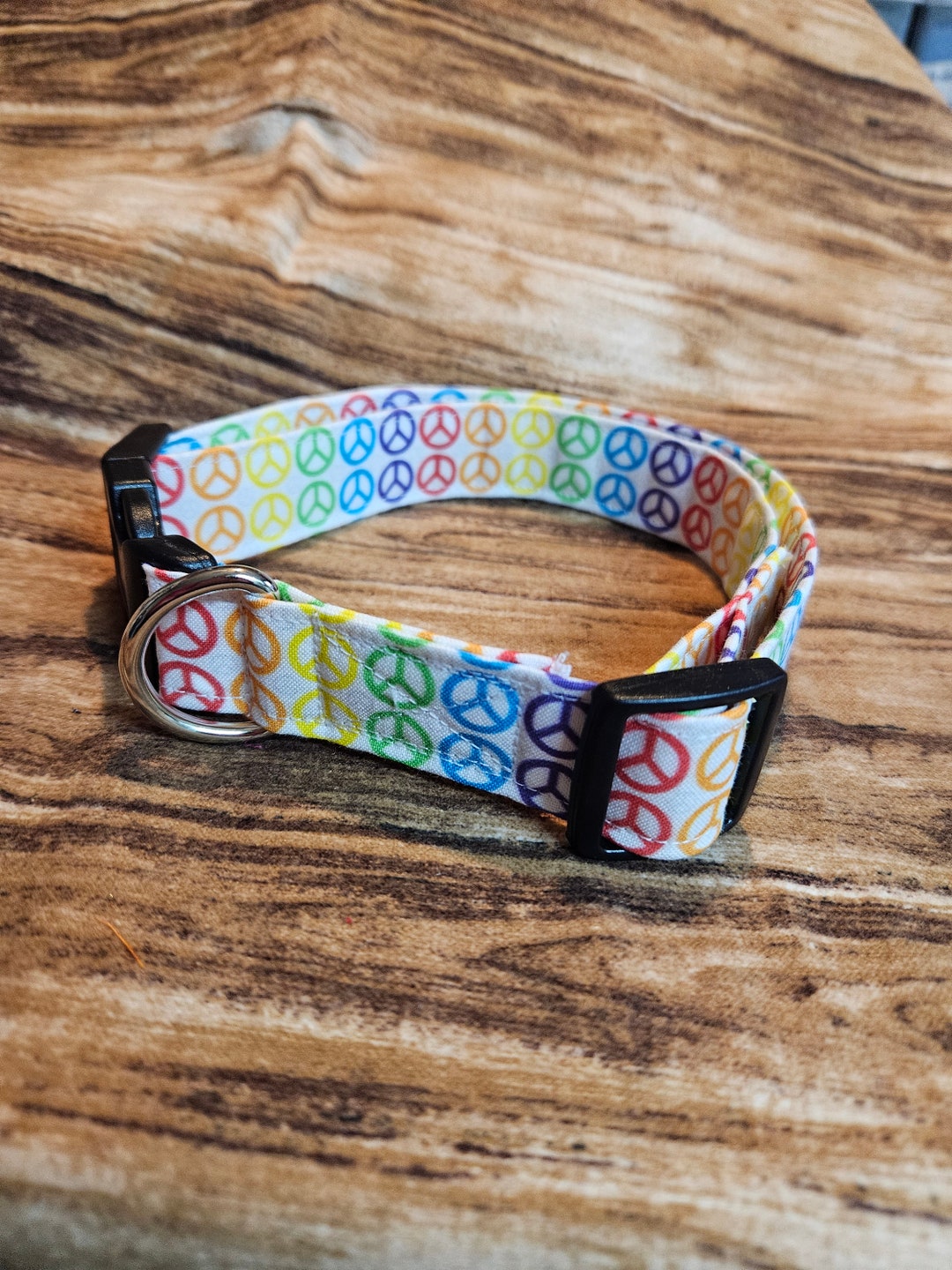 Rainbow Peace Signs Dog Collar | Paw Shaped Peace Sign Dog Collar ...