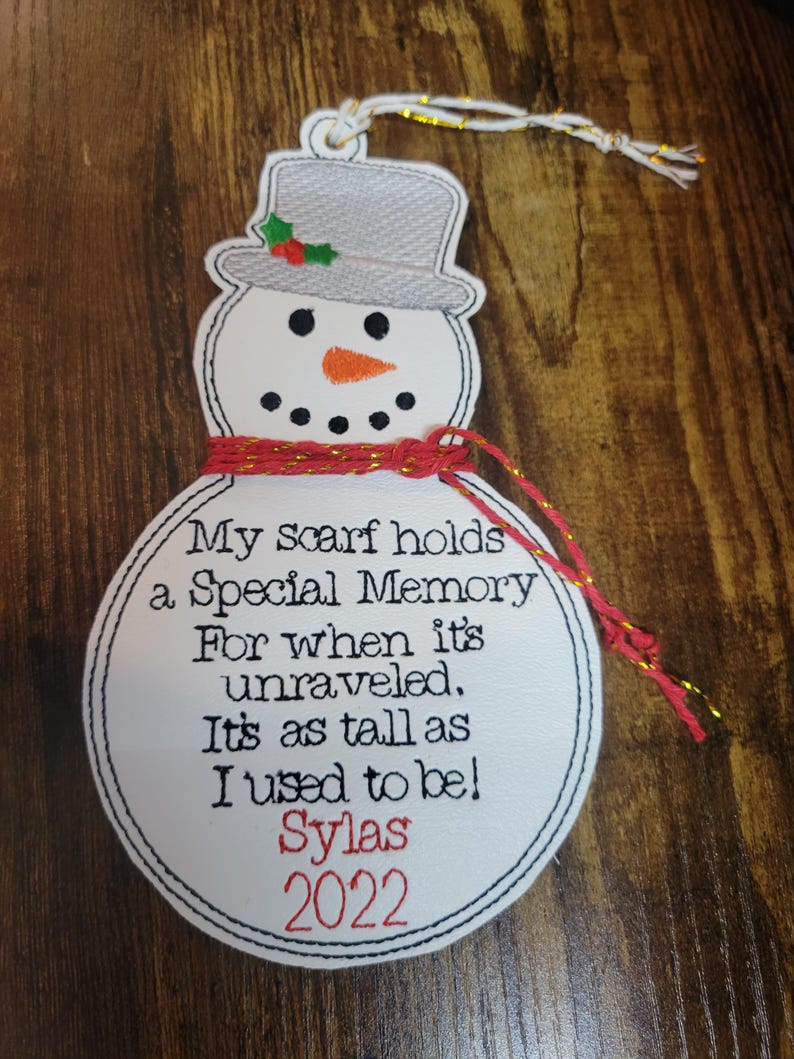 Snowman Scarf Measurement Ornament | Keepsake Height Ornament | Baby's ...
