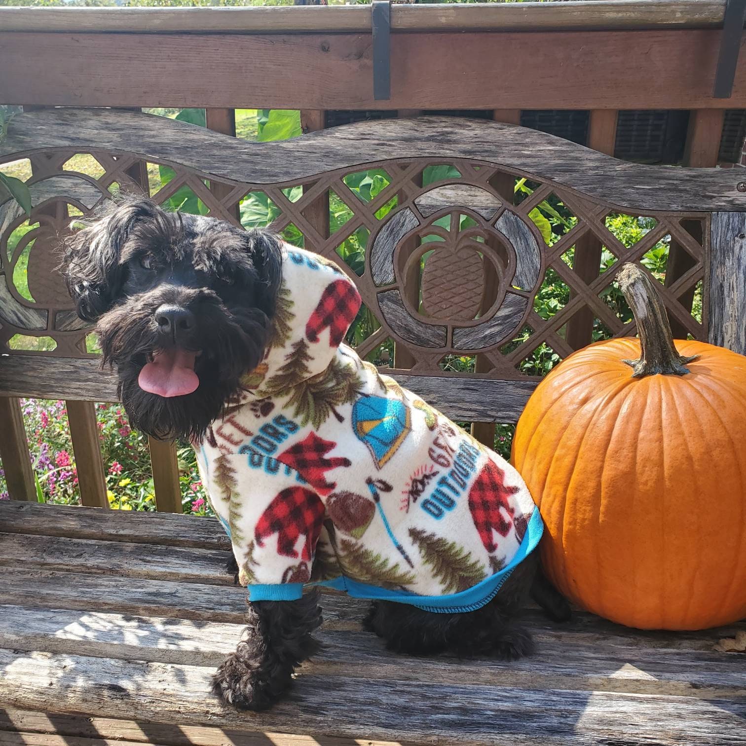 Camping Print Dog Sweater Hoodie, Warm Pet Fleece Sweater Xsmall, Small ...