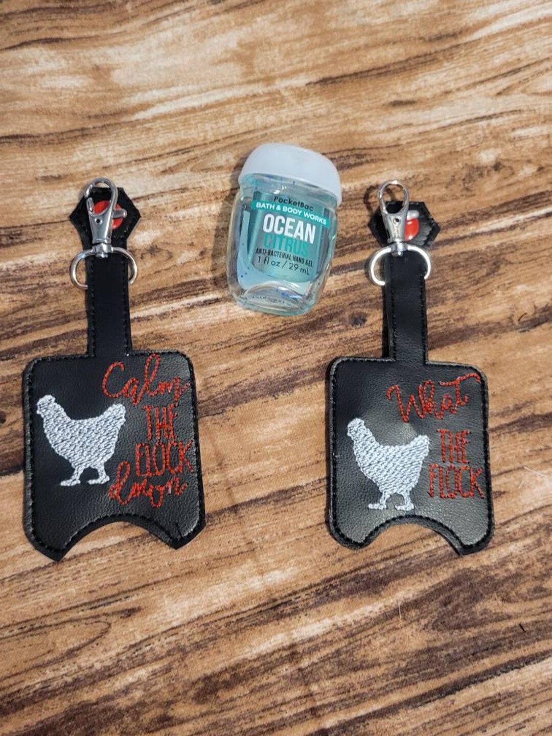 Chicken Rooster Calm the Flock Down Sanitizer Holder Keychain | What ...