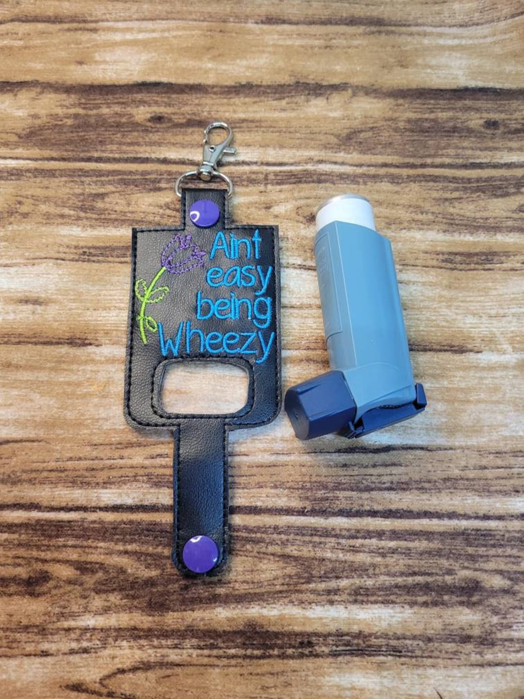 Ain't Easy Being Wheezy Tulip Flower Inhaler Holder Keychain, Purple ...
