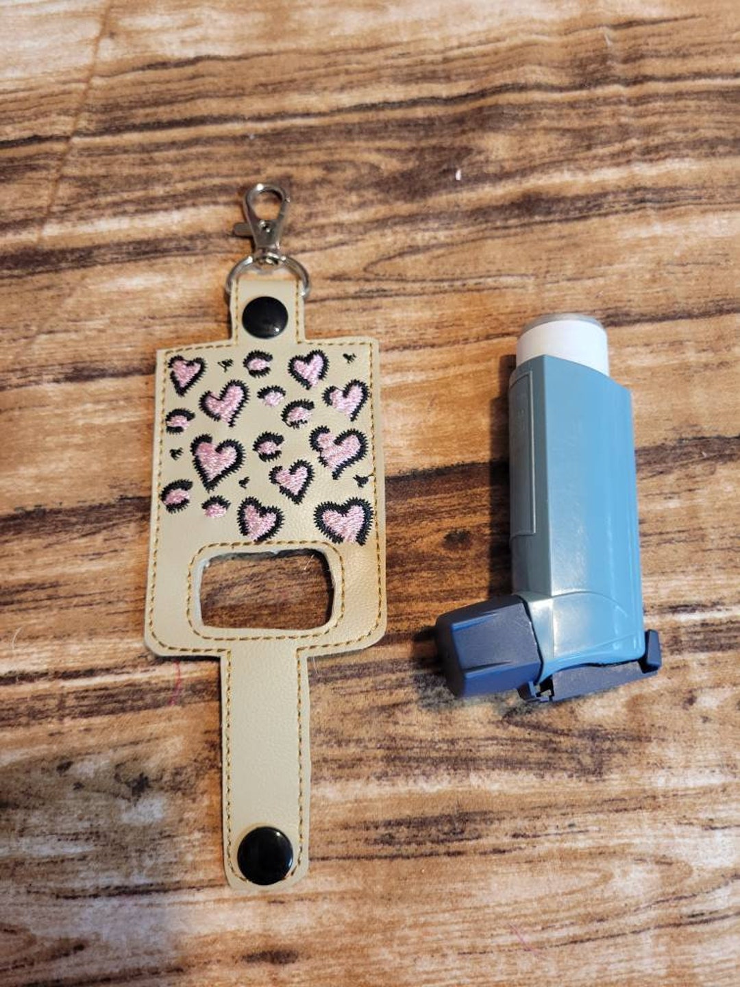 Pink Leopard Inhaler Holder Keychain, Valentine Heart Inhaler Holder ...