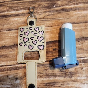 Pink Leopard Inhaler Holder Keychain, Valentine Heart Inhaler Holder ...