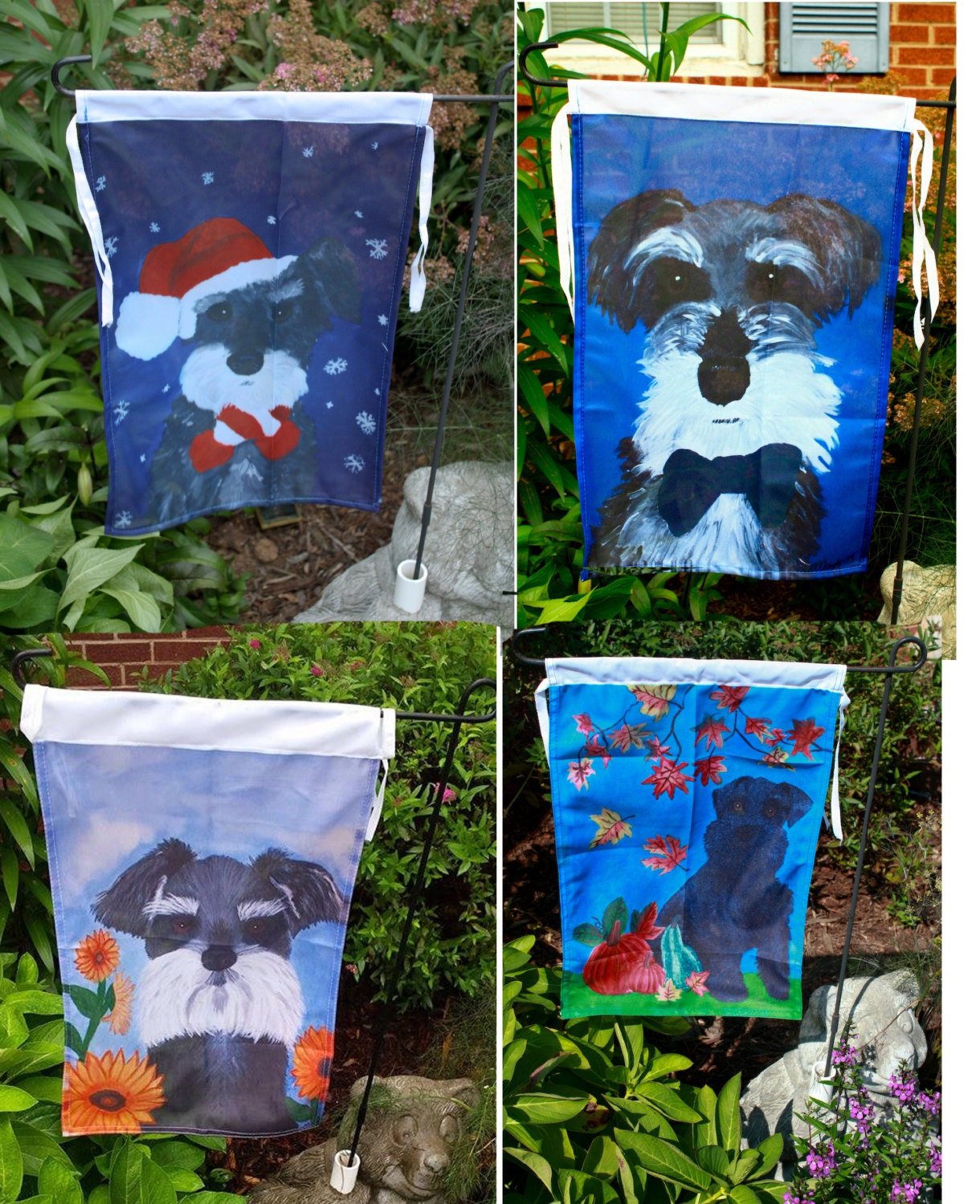 Schnauzer Garden Flags One for Every Season Collection of 4 | Etsy
