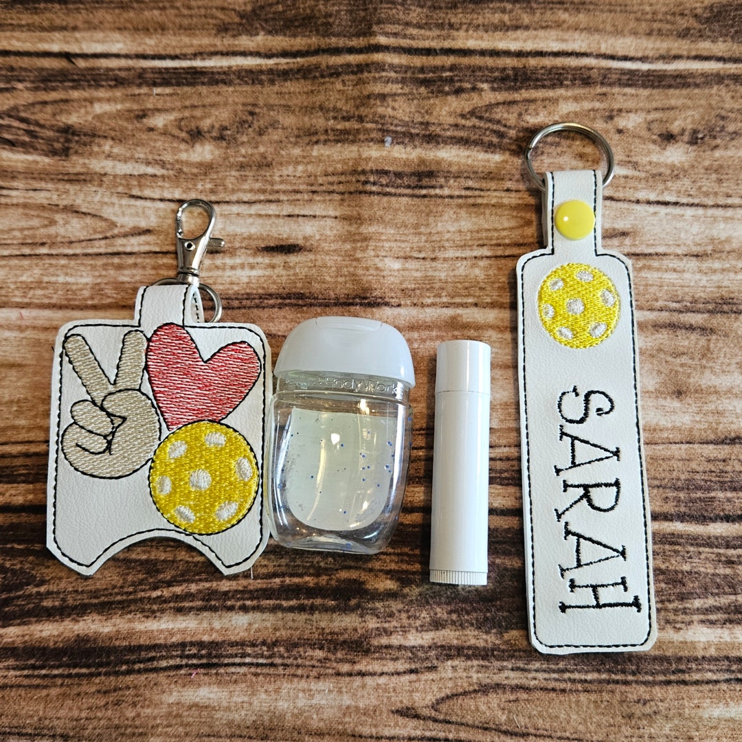 Peace Love Pickleball Sanitizer And/or Lip Balm Holder Keeper Keychain ...