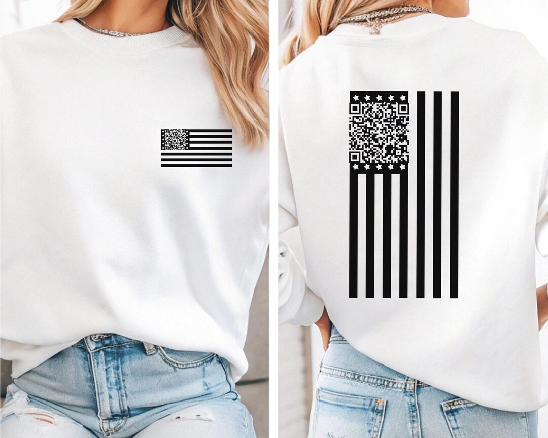 Custom Flag Qr Code T-shirt, Your Own QR Code,trendy Patriotic Shirt ...