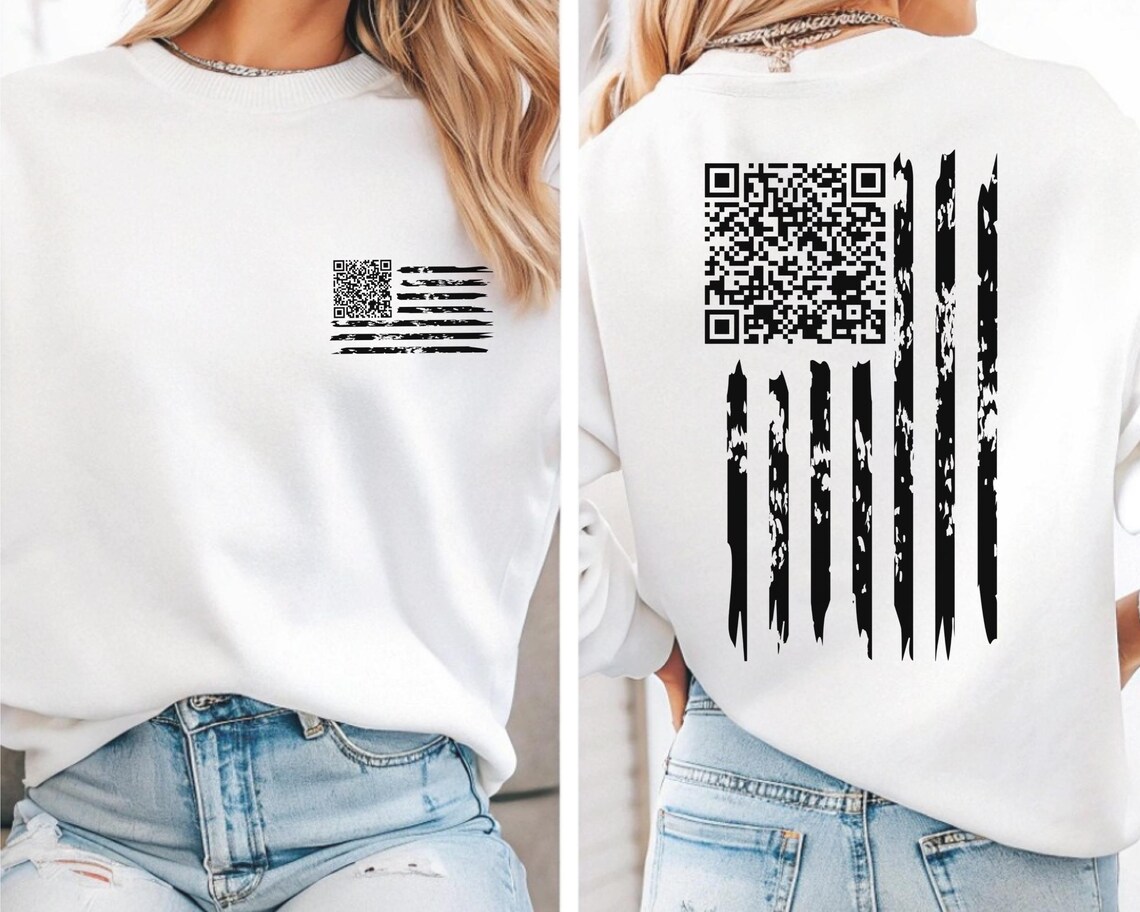 Custom Flag Qr Code T-shirt, Your Own QR Code,trendy Patriotic Shirt ...