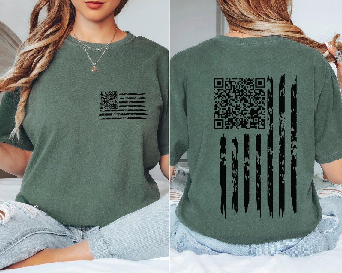 Custom Flag Qr Code T-shirt, Your Own QR Code,trendy Patriotic Shirt ...
