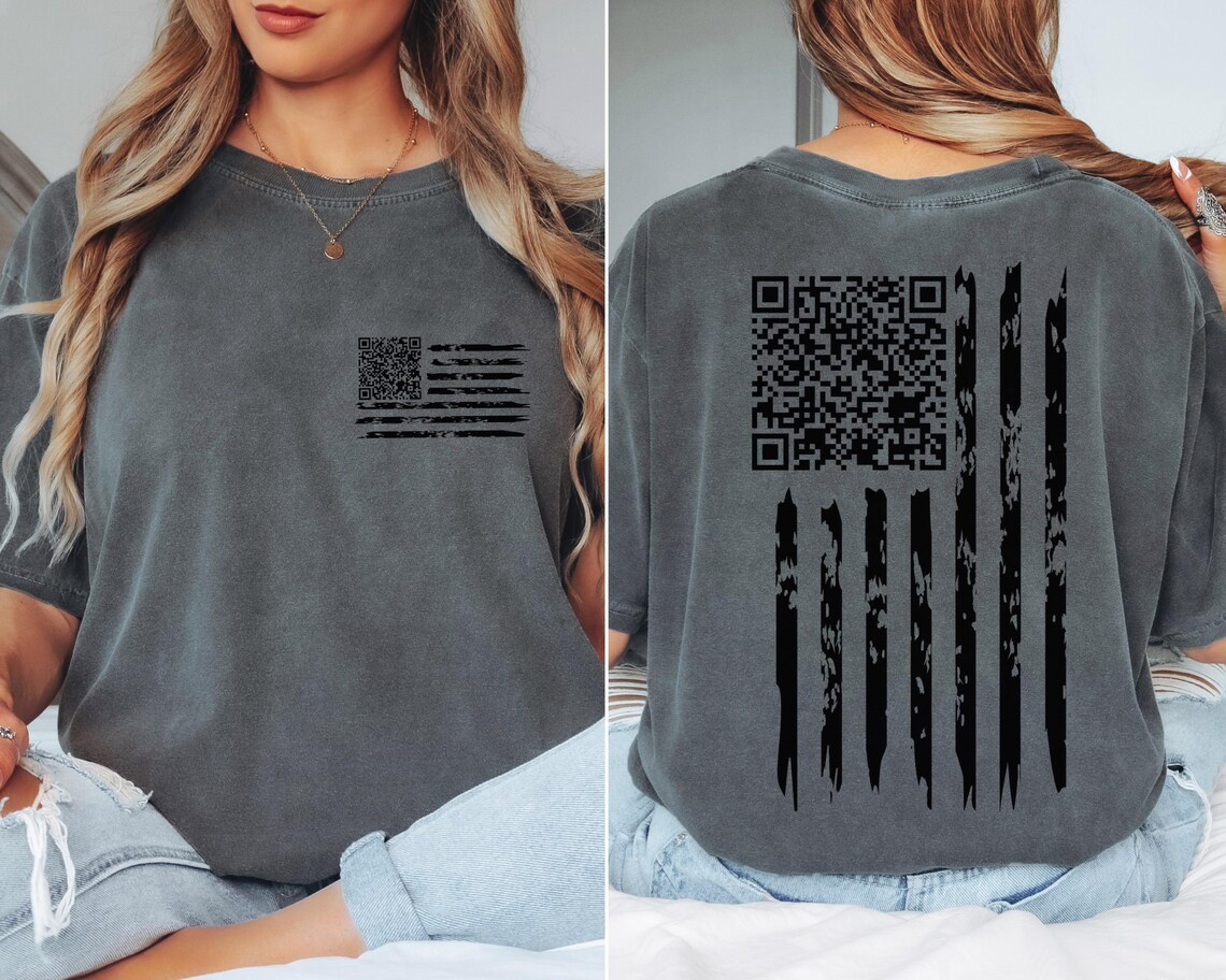 Custom Flag Qr Code T-shirt, Your Own QR Code,trendy Patriotic Shirt ...