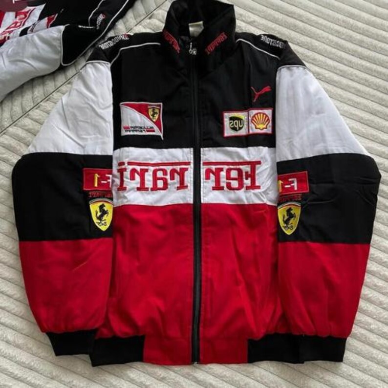 Ferrari F1 Vintage Racing Jacket Y2K Unisex, Retro Design With ...
