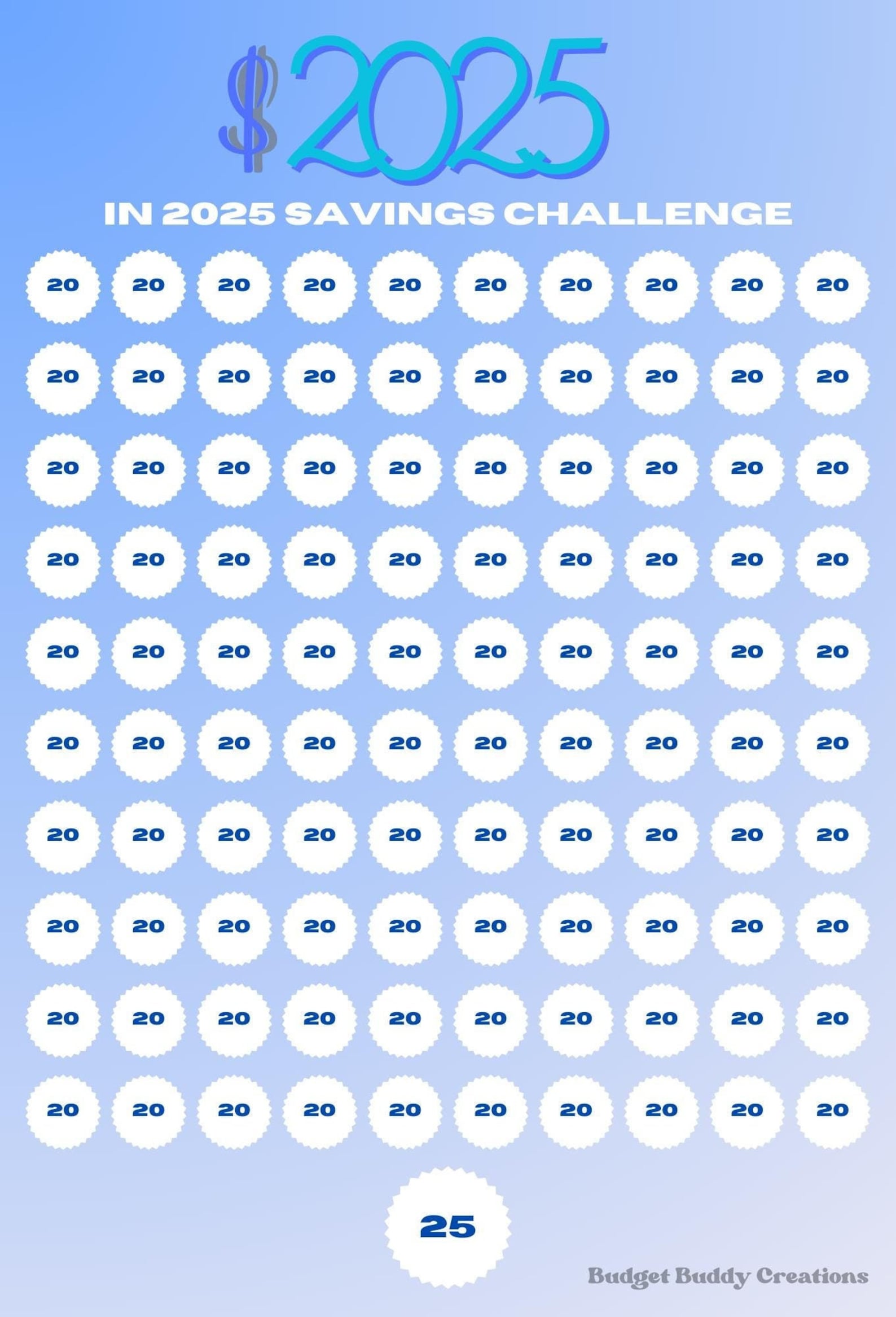 Save 2,025 in 2025 Savings Challenge | 2025 Savings | New Year Savings ...