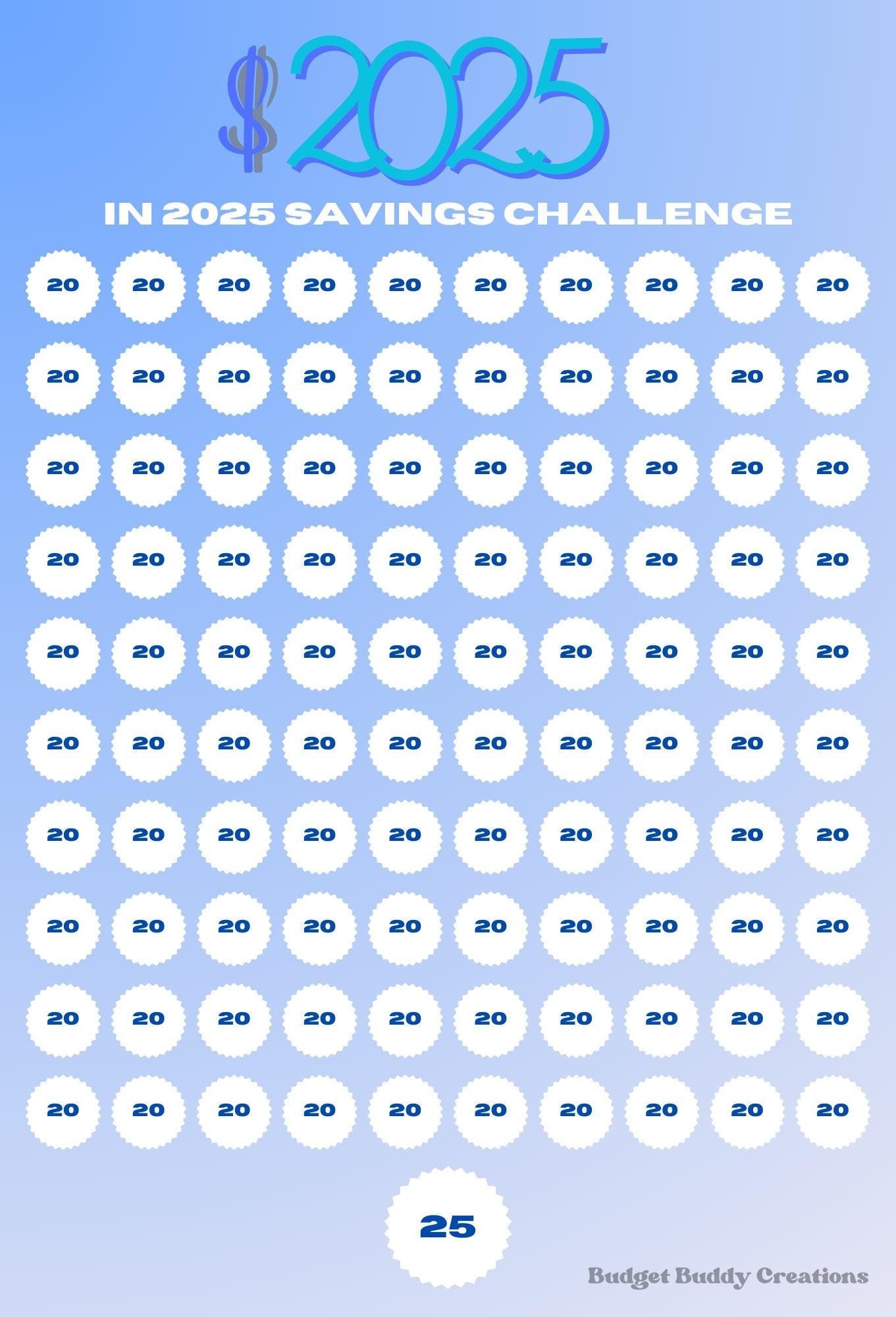 Save 2,025 in 2025 Savings Challenge | 2025 Savings | New Year Savings ...