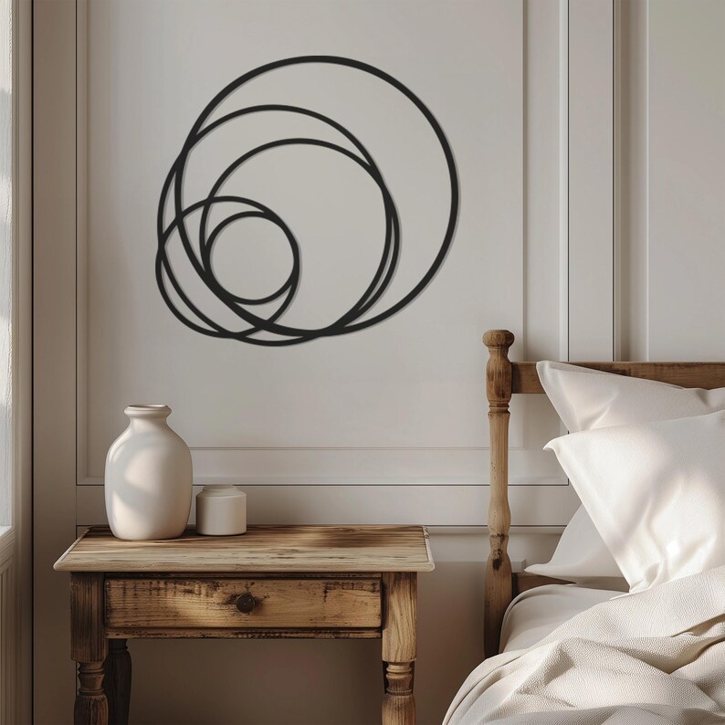 Geometric Rings Metal Wall Art Circular Artwork, Nested Circles, Wall ...