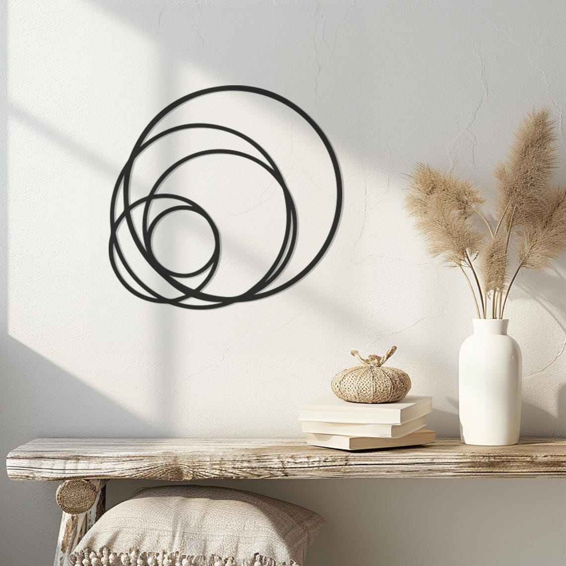 Geometric Rings Metal Wall Art Circular Artwork, Nested Circles, Wall Accent, Abstract Loops ...