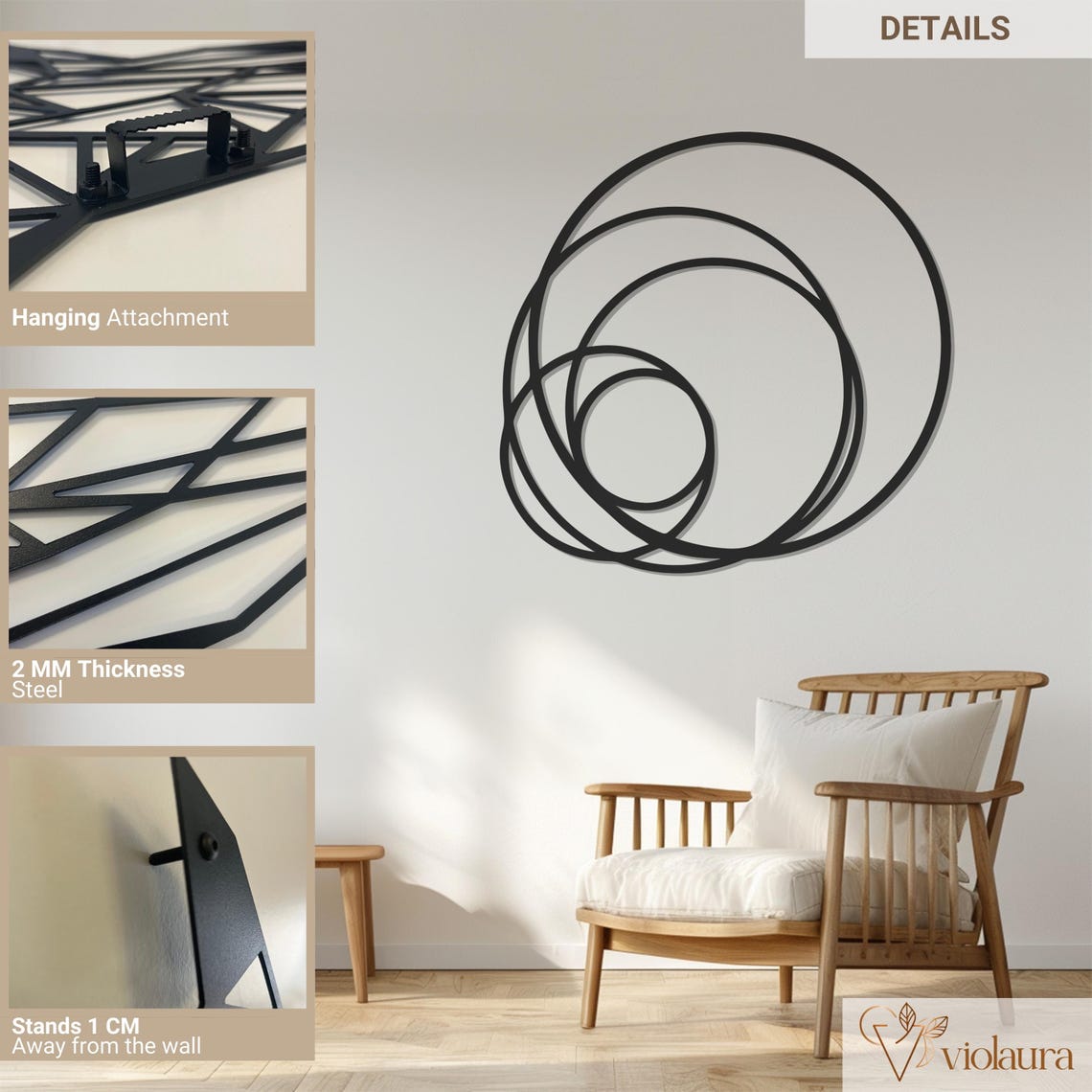 Geometric Rings Metal Wall Art Circular Artwork, Nested Circles, Wall ...