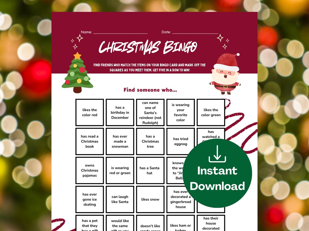 Christmas Icebreaker Bingo for Kids - Etsy