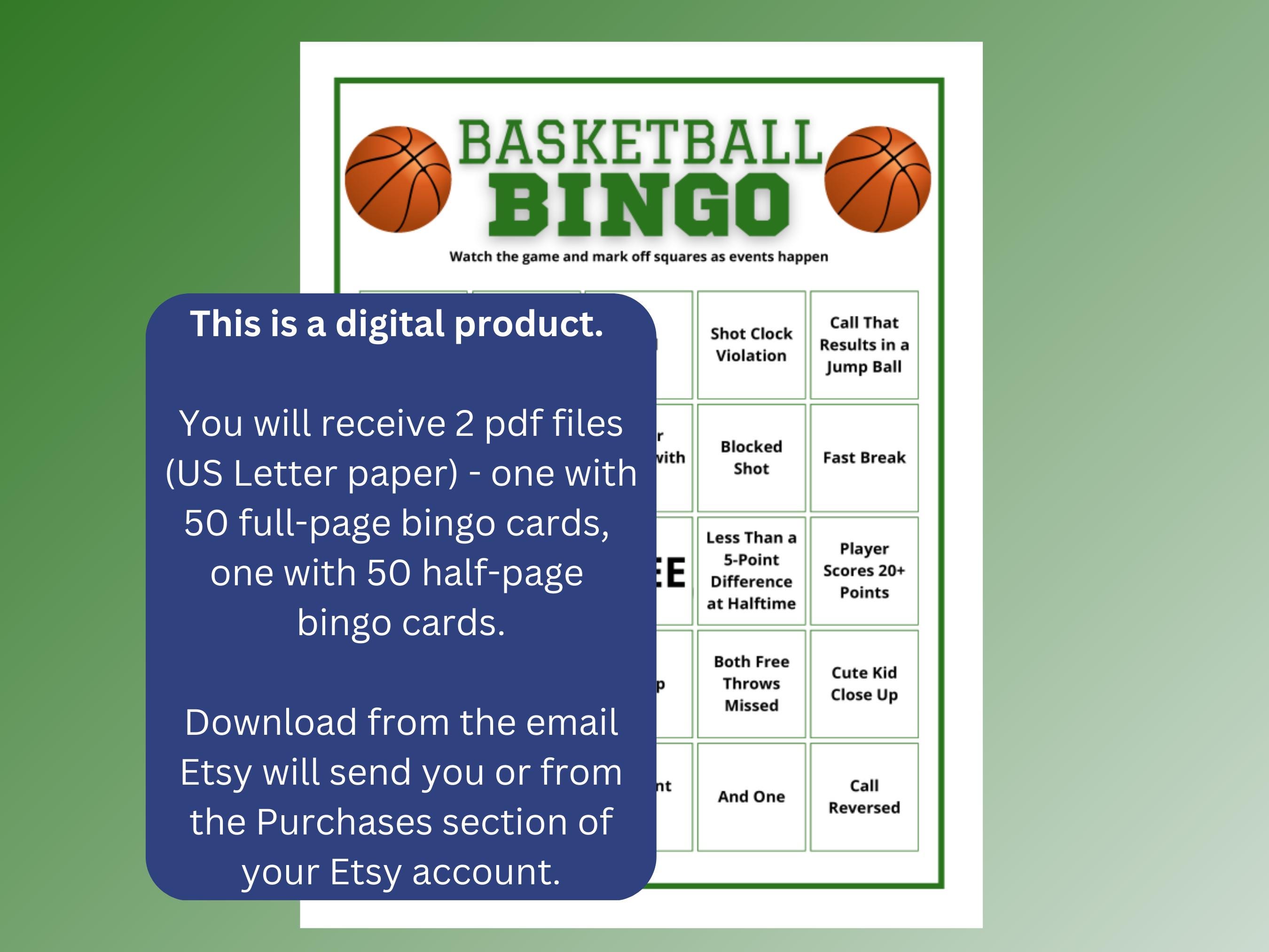 50 Unique Basketball Bingo Cards, College Basketball Bingo, NBA ...