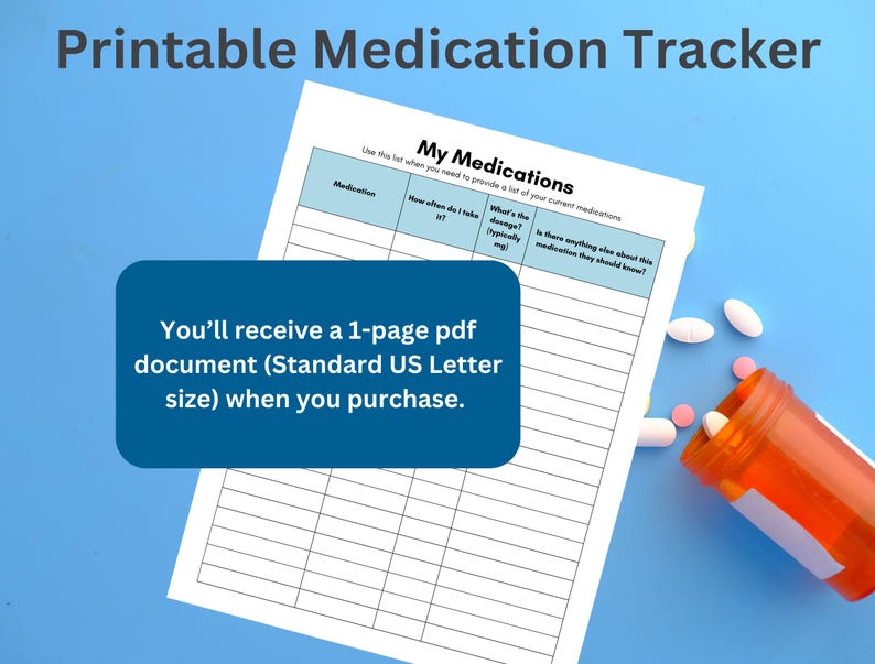 Medication List Tracker, Medication Log Printable, Medication Tracker ...
