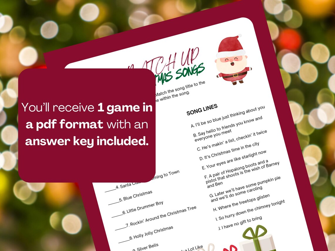Christmas Match up Game for Kids - Etsy
