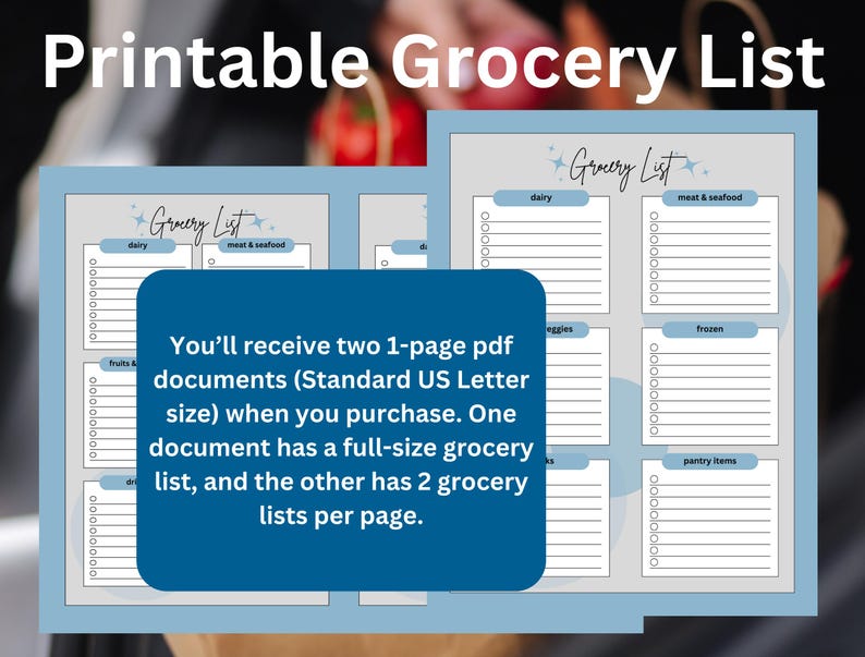 Printable Grocery List - Etsy