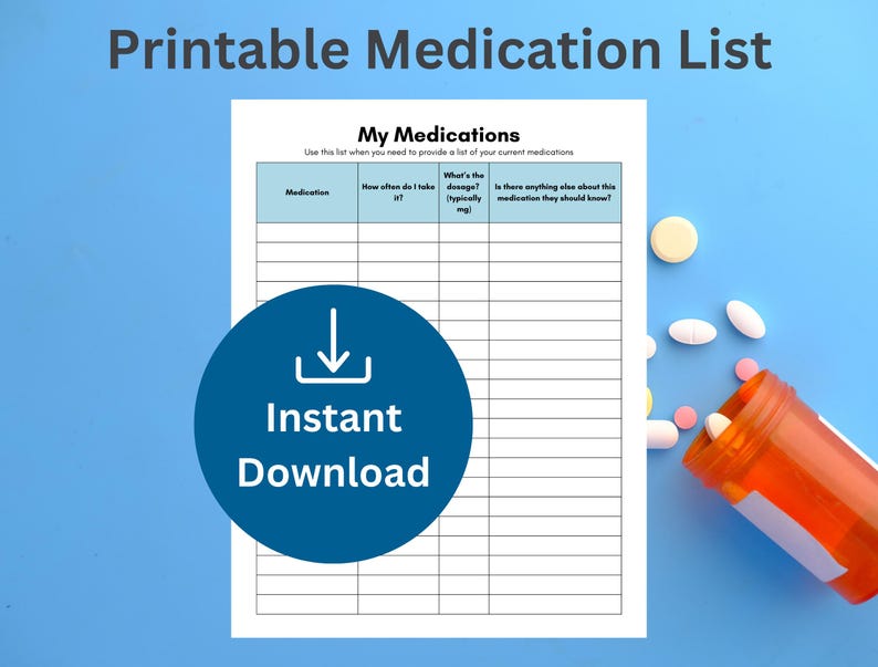 Medication List Tracker, Medication Log Printable, Medication Tracker ...