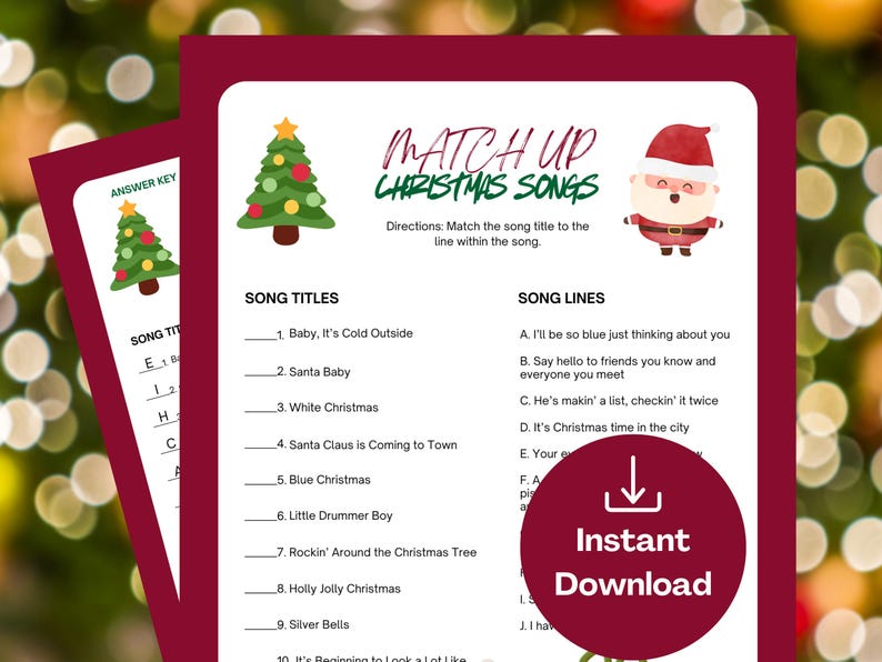 Christmas Match up Game for Kids - Etsy