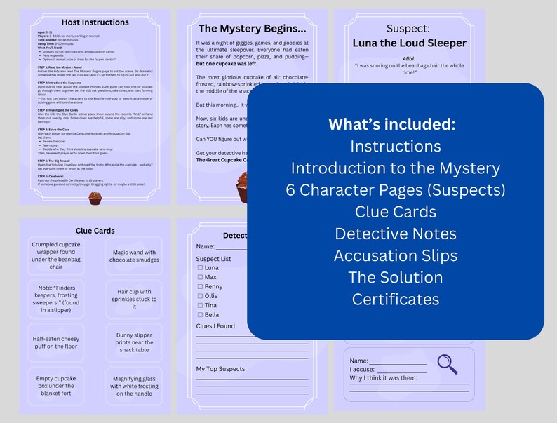 Kids Mystery Game | the Great Cupcake Caper, Ages 6-11 (instant ...