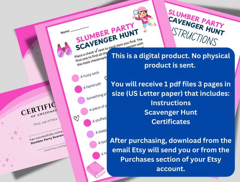 Slumber Party Scavenger Hunt | Kids Sleepover Game (instant Download ...