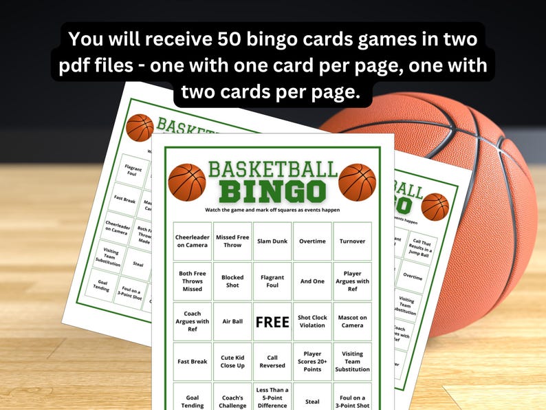 50 Unique Basketball Bingo Cards, College Basketball Bingo, NBA ...