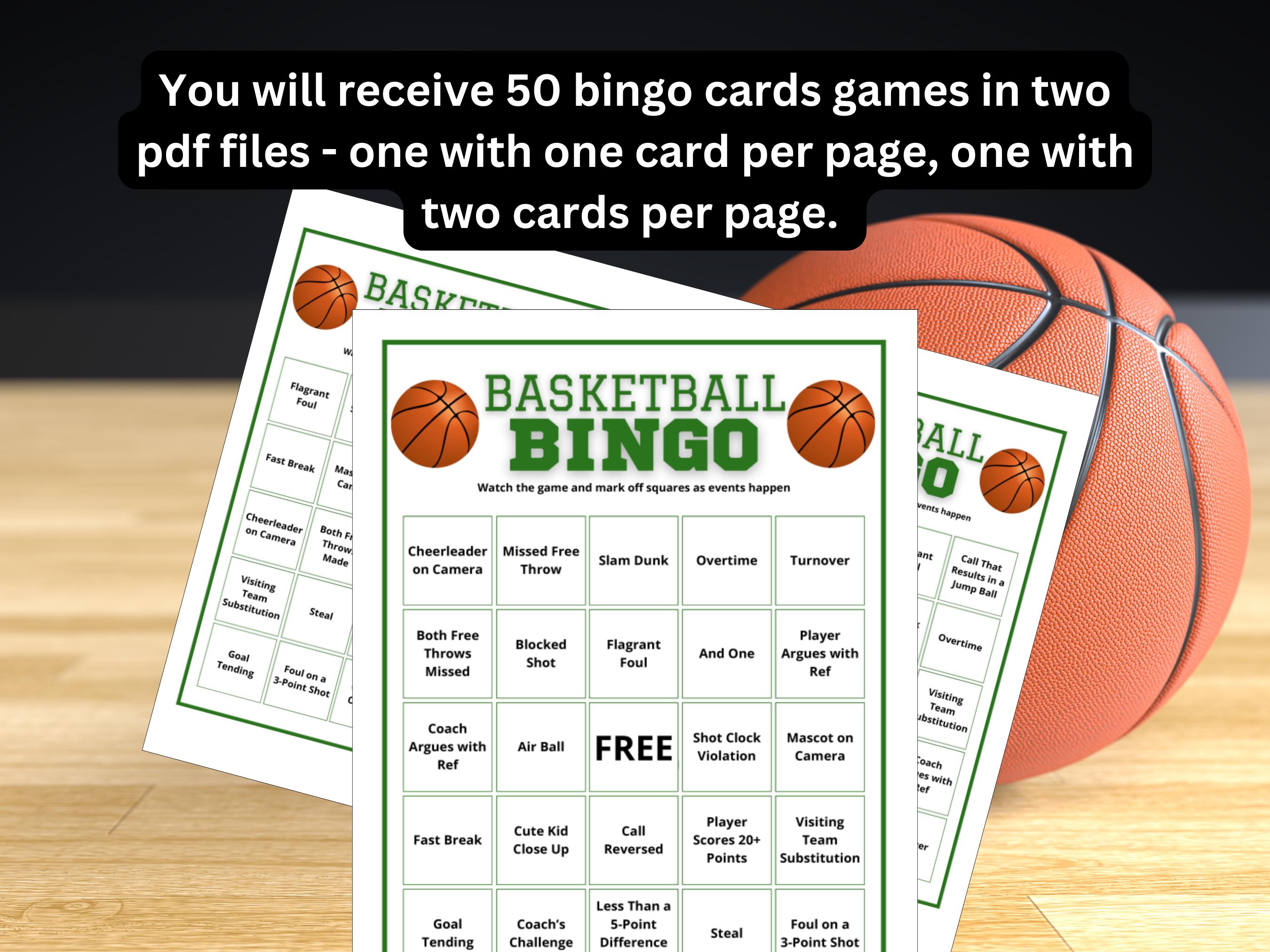 50 Unique Basketball Bingo Cards, College Basketball Bingo, NBA ...