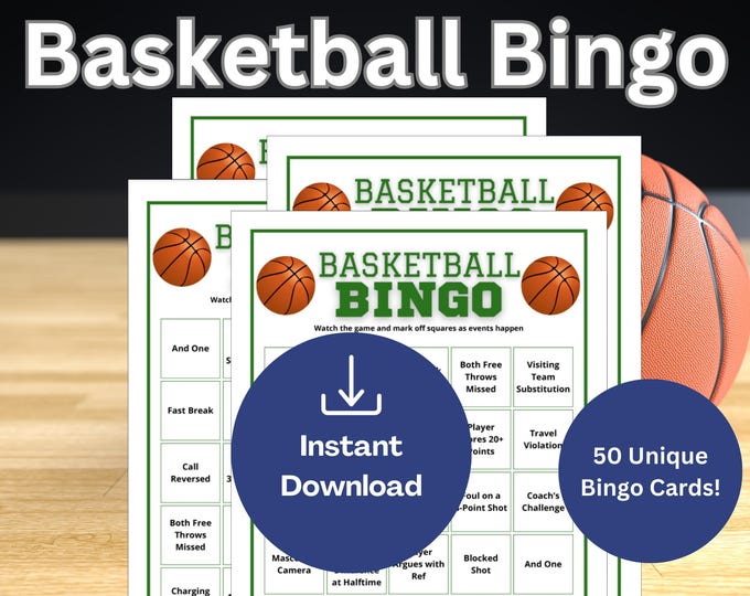 Basketball BINGO Game Printable, Sports Party Digital Download, Boy ...