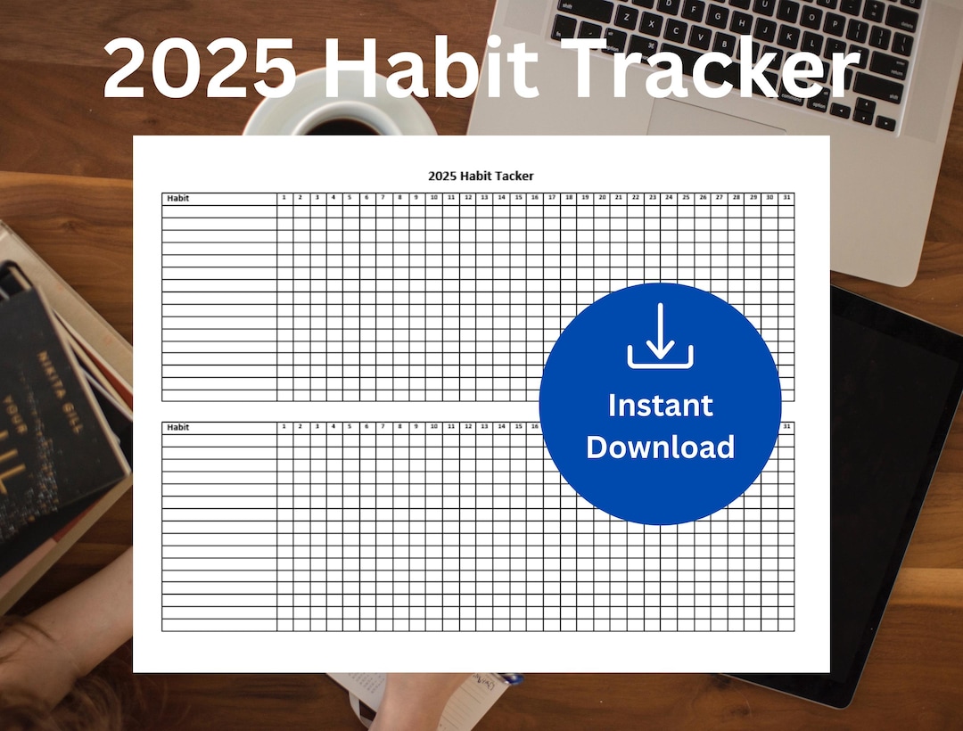 Monthly Habit Tracker Printable, 2025 Routine Tracker, Yearly Habit ...