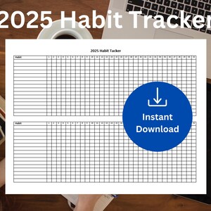 Monthly Habit Tracker Printable, 2025 Routine Tracker, Yearly Habit ...