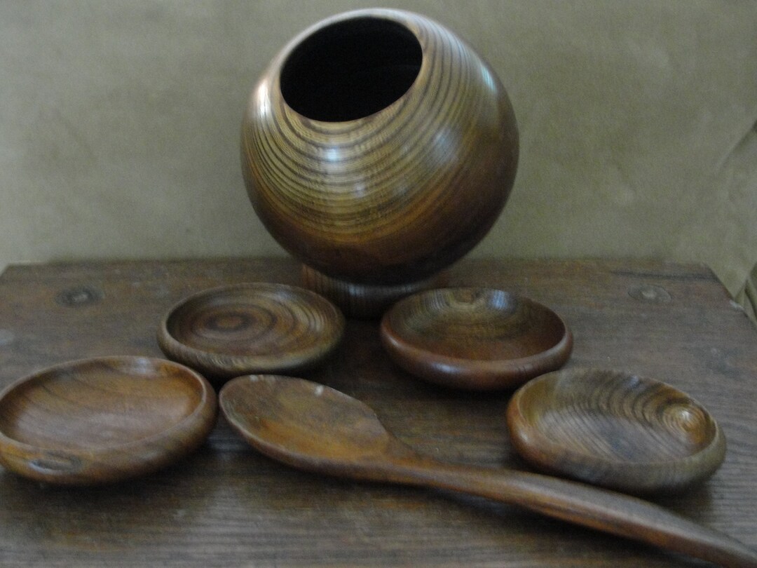 Vintage Mid Century Sphere Nut Set - Bowl, 4 Plates, Spoon - Made in ...