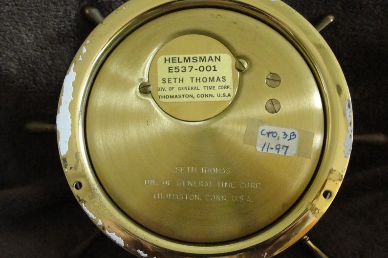 Vintage Seth Thomas Nautical Ships Wheel Bell Strike 8 Day Brass Clock ...