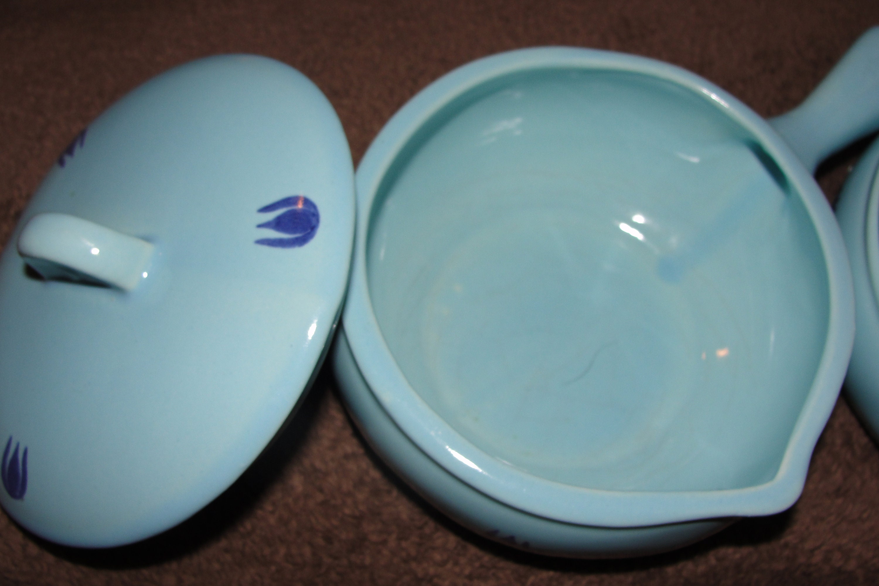 Pair of Vintage Cameron Clay Cronin Pottery Blue Tulip, Lidded Soup ...